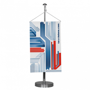 Table top advertising banner with support base and telescoping pole