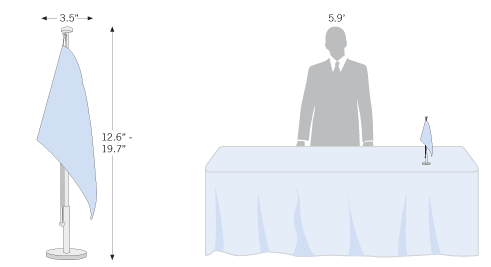 Table top advertising flag support base telescoping mini flagpole